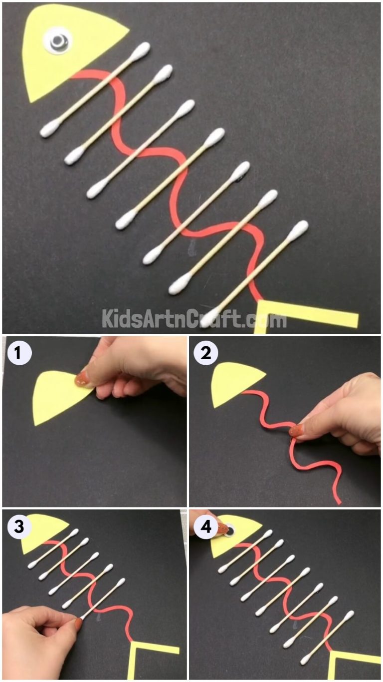 Simple Fish Craft With Cotton Swab - Step by Step Tutorial - Kids Art ...