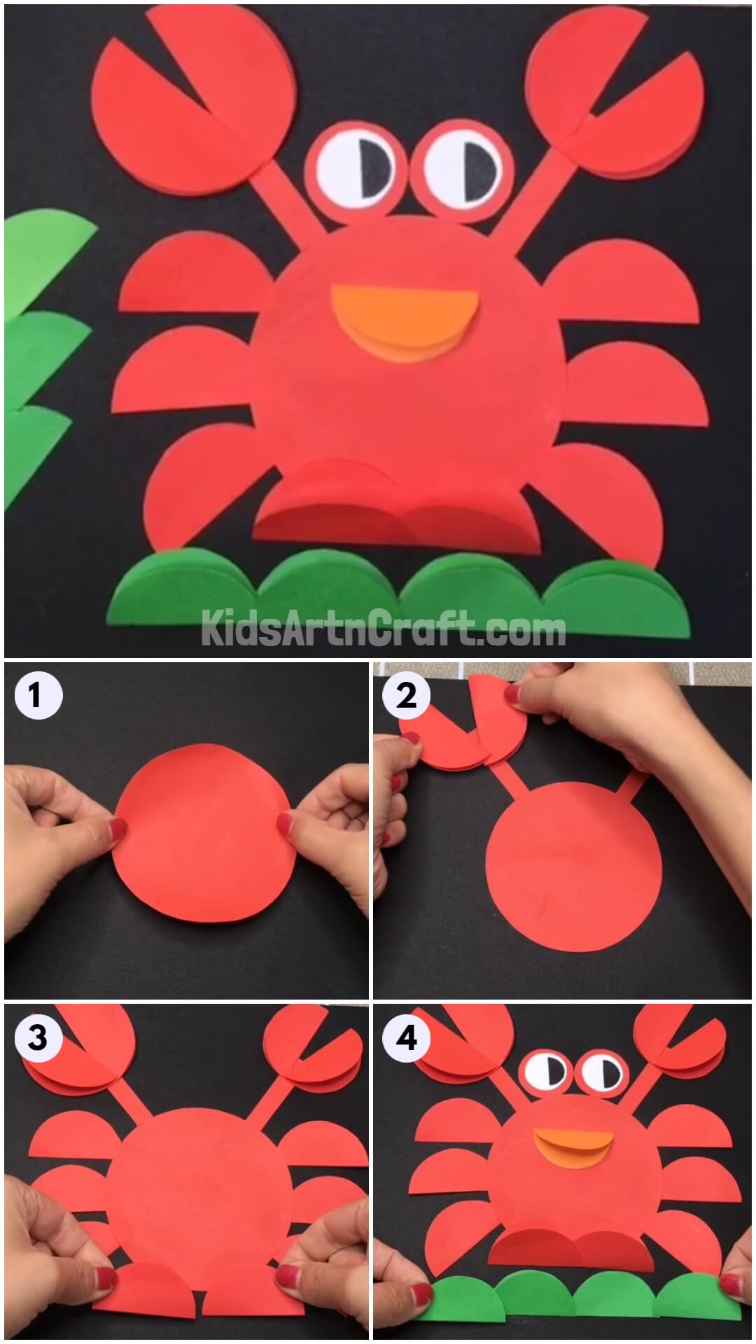 Simple Paper Crab Craft – Step By Step Tutorial - Kids Art & Craft