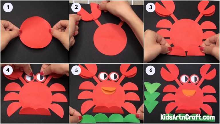 Simple Paper Crab Craft – Step By Step Tutorial - Kids Art & Craft