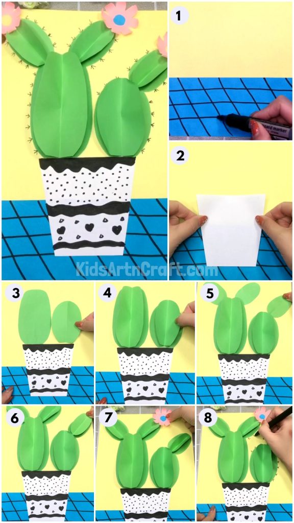 3D Cactus Paper Craft Tutorial for Kids - Kids Art & Craft