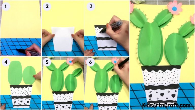 3D Cactus Paper Craft Tutorial for Kids - Kids Art & Craft