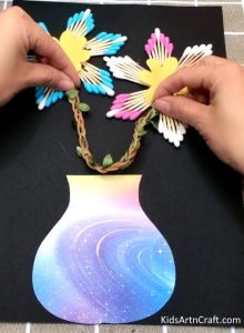 Colorful Cotton Swab Flower Craft For Home Decor - Kids Art & Craft