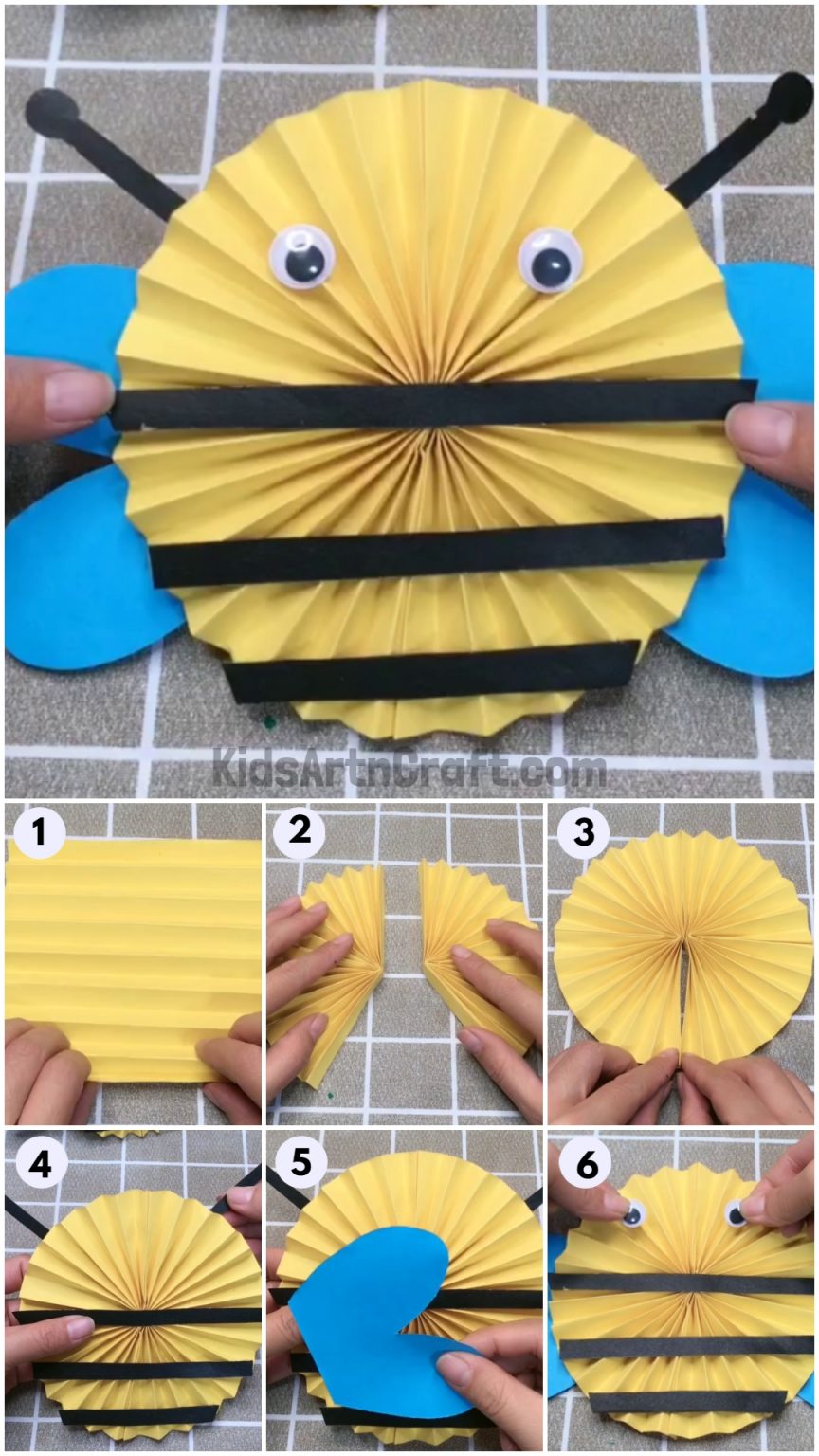 Bee Paper Craft For Kids - Step by Step Tutorial - Kids Art & Craft