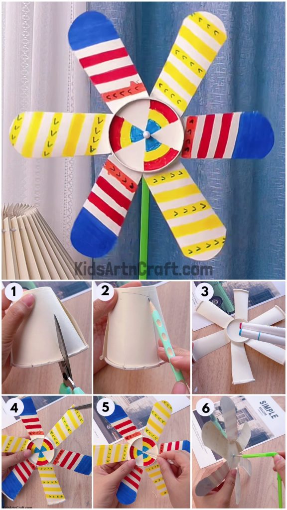 Colorful Paper Cup Windmill Craft - Easy To Make Tutorial - Kids Art ...
