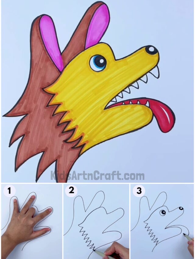 Easy & Simple Handprint Dog Painting For Kids - Kids Art & Craft
