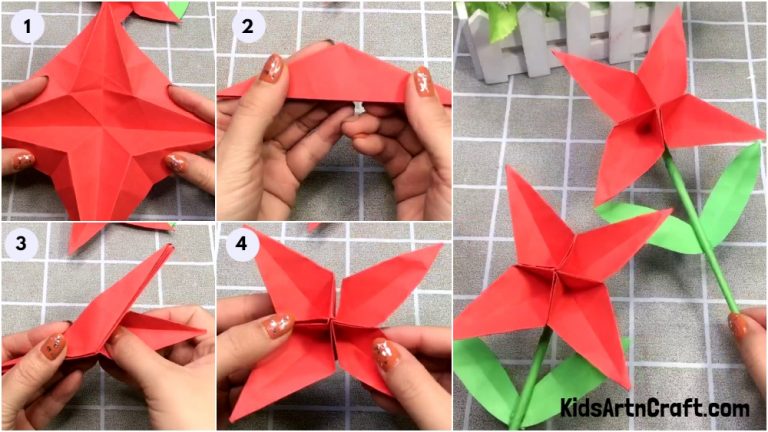 Cute Origami Star Flower For Kids - Step By Step Tutorial - Kids Art ...