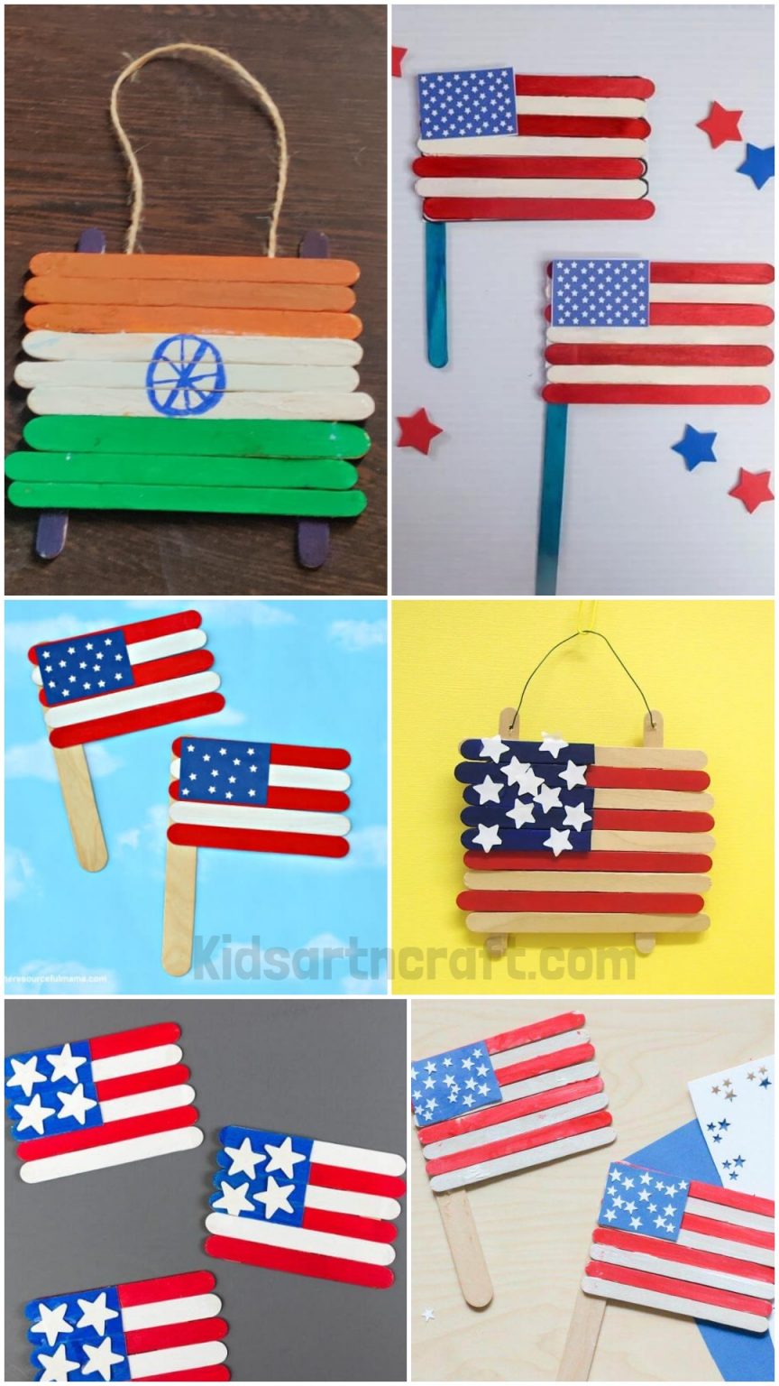 Easy Popsicle Sticks Flag Crafts Tutorial - Kids Art & Craft