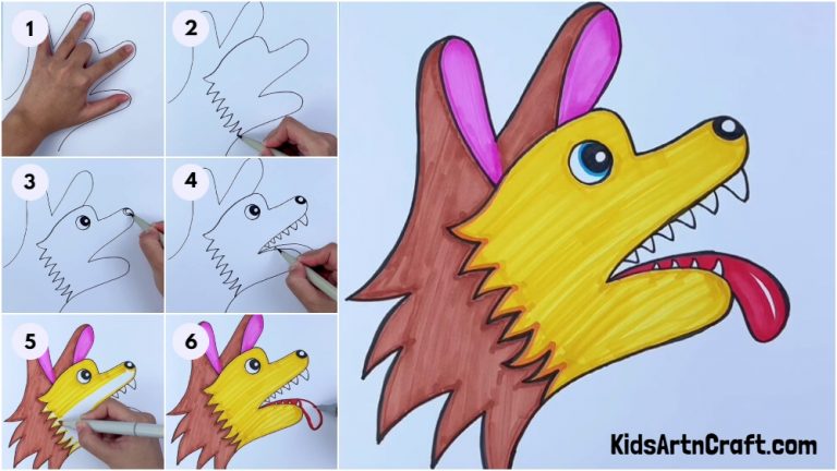 Easy & Simple Handprint Dog Painting For Kids - Kids Art & Craft