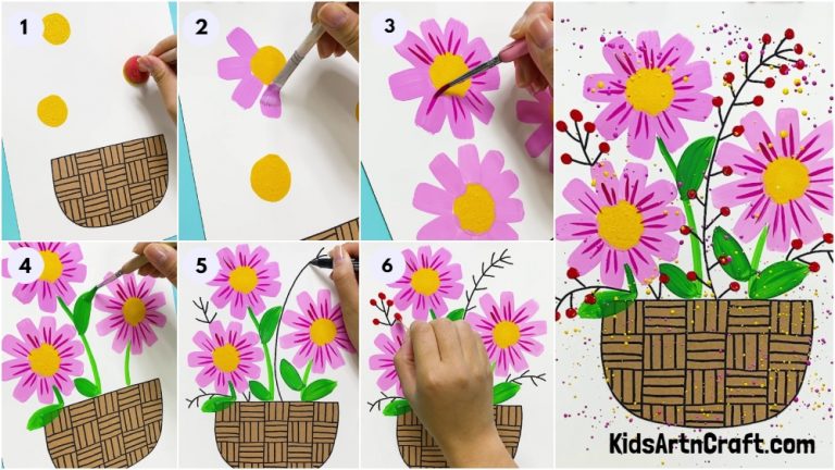 Fun to Make Beautiful Flower Painting Art With Flower Pot - Kids Art ...