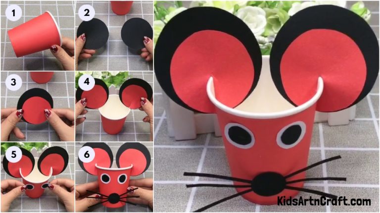 Fun To Make Paper Cup Mouse Craft- Step By Step Tutorial - Kids Art & Craft