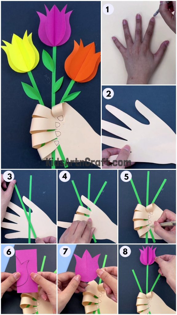 Handprint Flower Bouquet Craft for Mother's Day - Kids Art & Craft