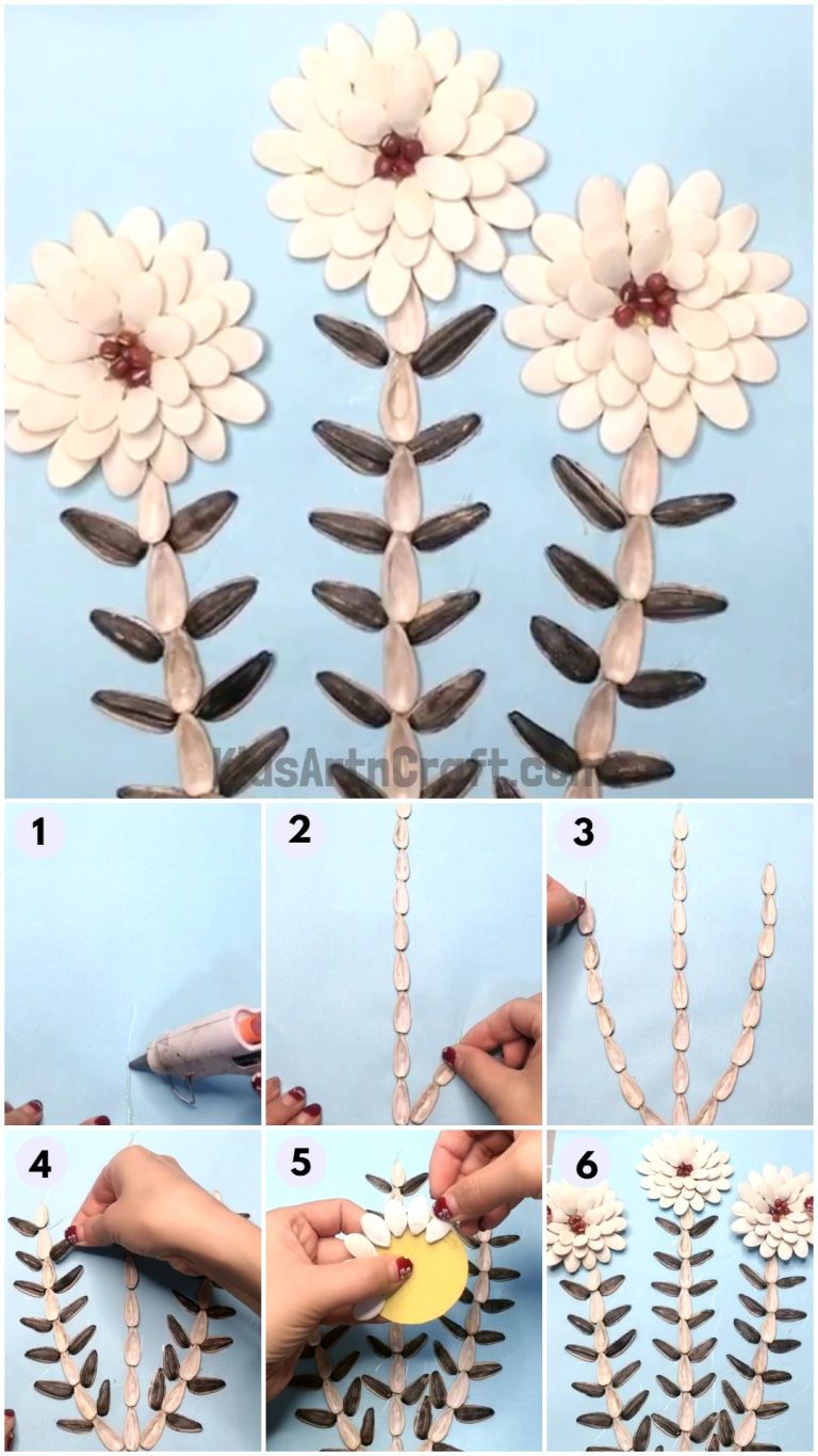 Paper Flower Craft Using Seeds - Step by Step Instructions - Kids Art ...