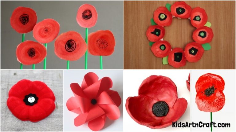 Poppy Flower Crafts Using Salt Dough for Remembrance Day - Kids Art & Craft