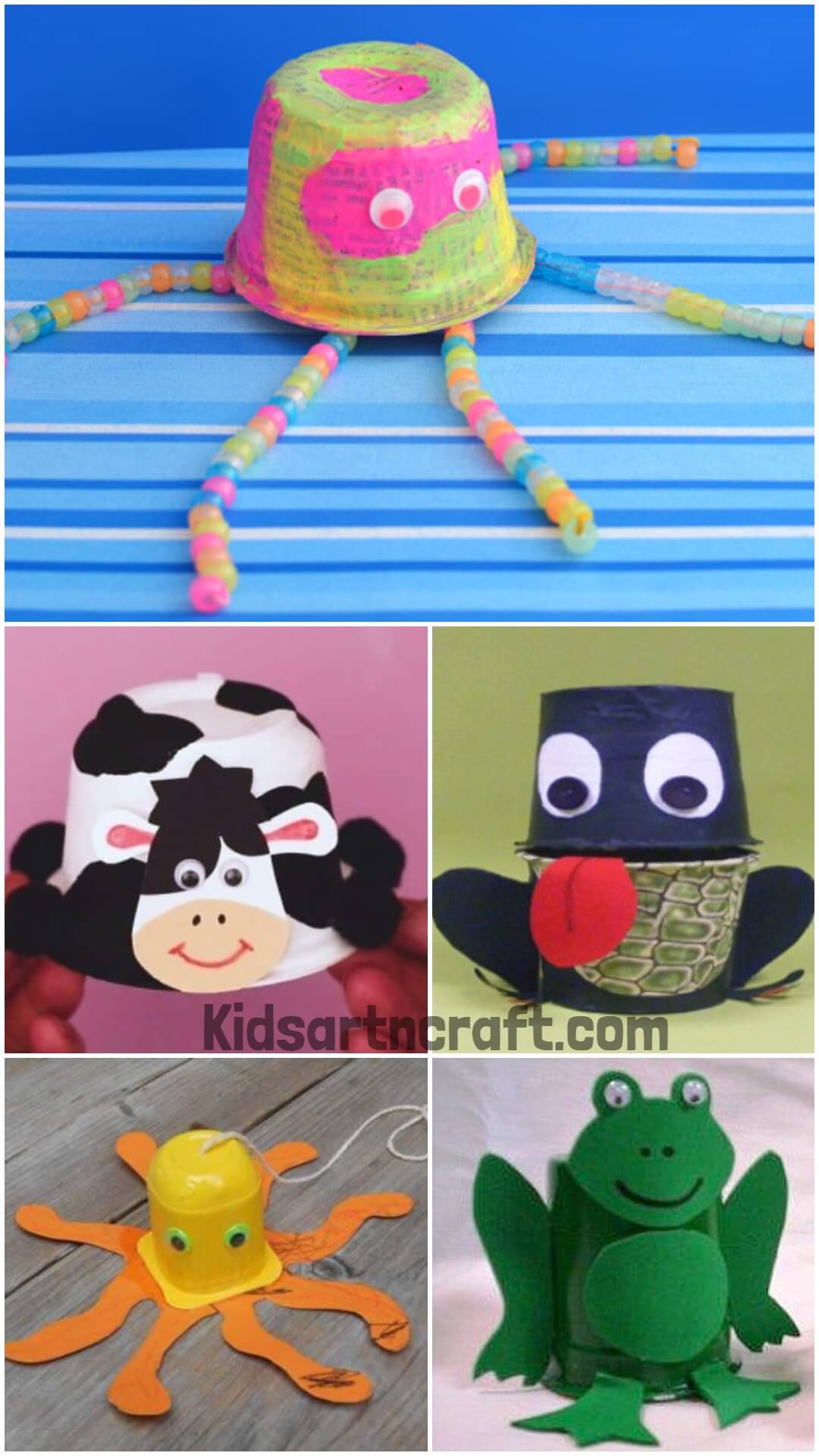 Recycled Yogurt Cup Animals - Kids Art & Craft