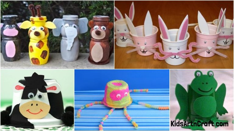 Recycled Yogurt Cup Animals - Kids Art & Craft