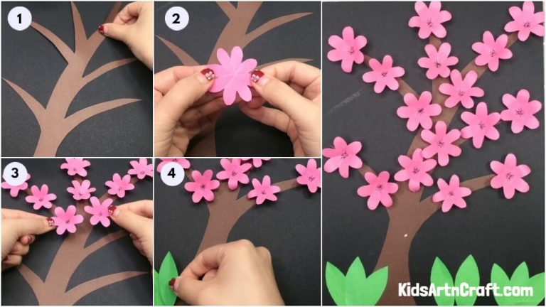 Simple Way To Make Paper Flower Tree Craft - Kids Art & Craft