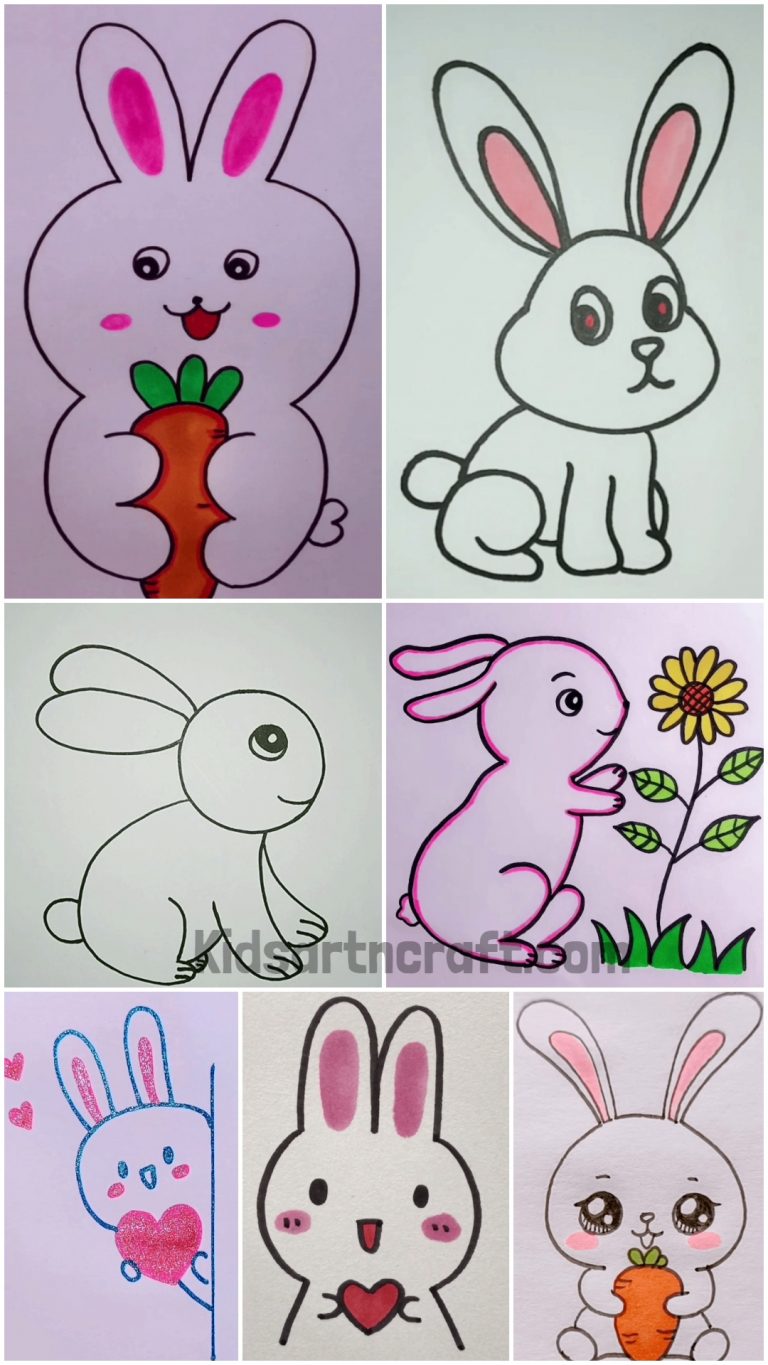 Super-Easy Bunny Drawings for Kindergarten - Kids Art & Craft