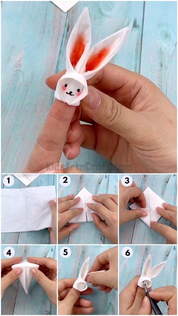 Tissue Paper Bunny Finger Puppet Craft For Kids - Kids Art & Craft