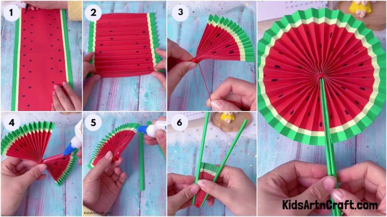 Watermelon Fan Craft - Step By Step Tutorial - Kids Art & Craft