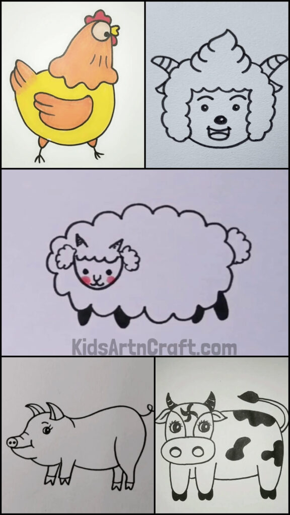 Farm Animal Drawing Ideas for Kids - Kids Art & Craft