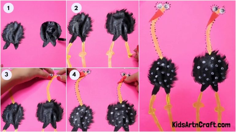 Fun To Make Ostrich Painting - Step by Step Tutorial - Kids Art & Craft