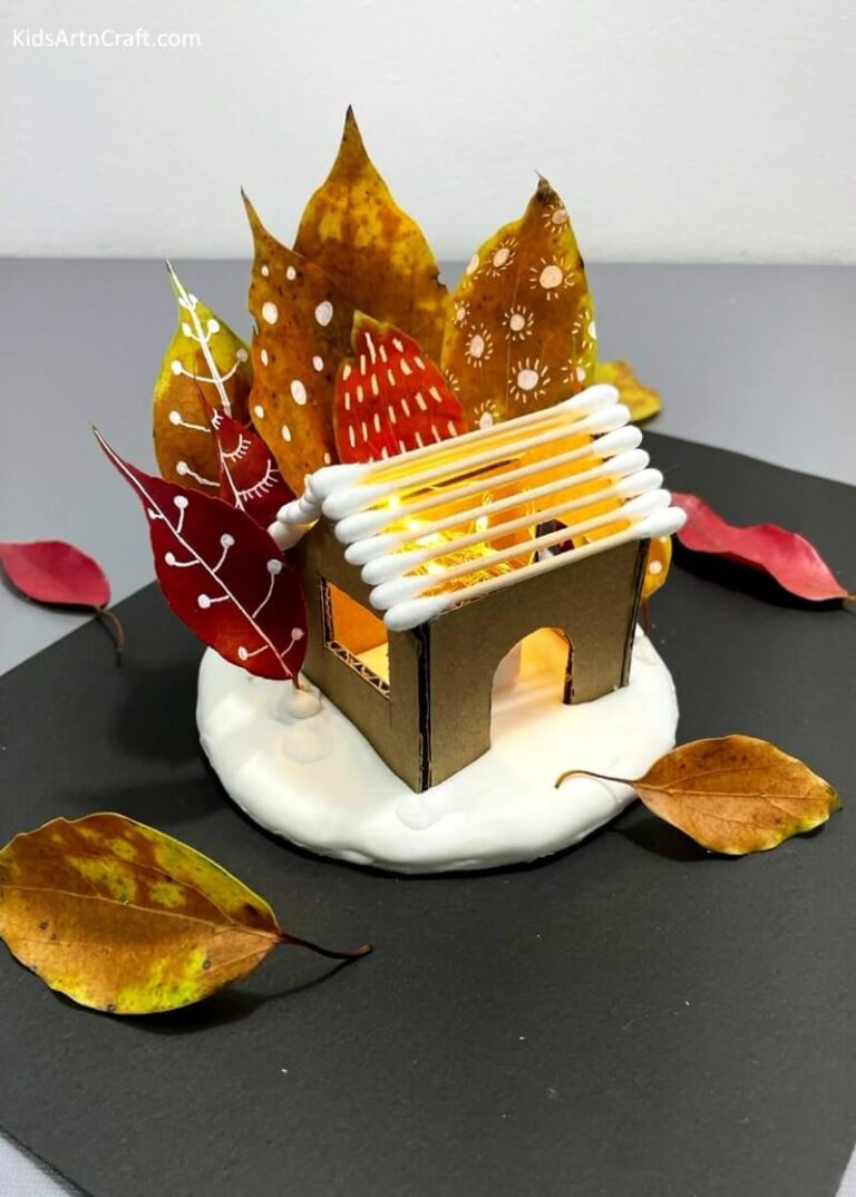 Beautiful House Craft Tutorial With Cardboard And Cotton Swab - Kids ...