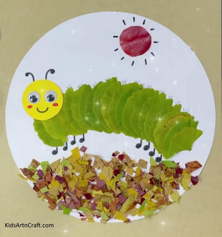 Caterpillar Craft With Leaves, Paper And Googly Eyes - Kids Art & Craft