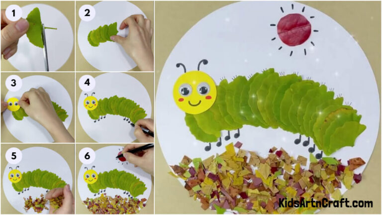 Caterpillar Craft With Leaves, Paper And Googly Eyes - Kids Art & Craft