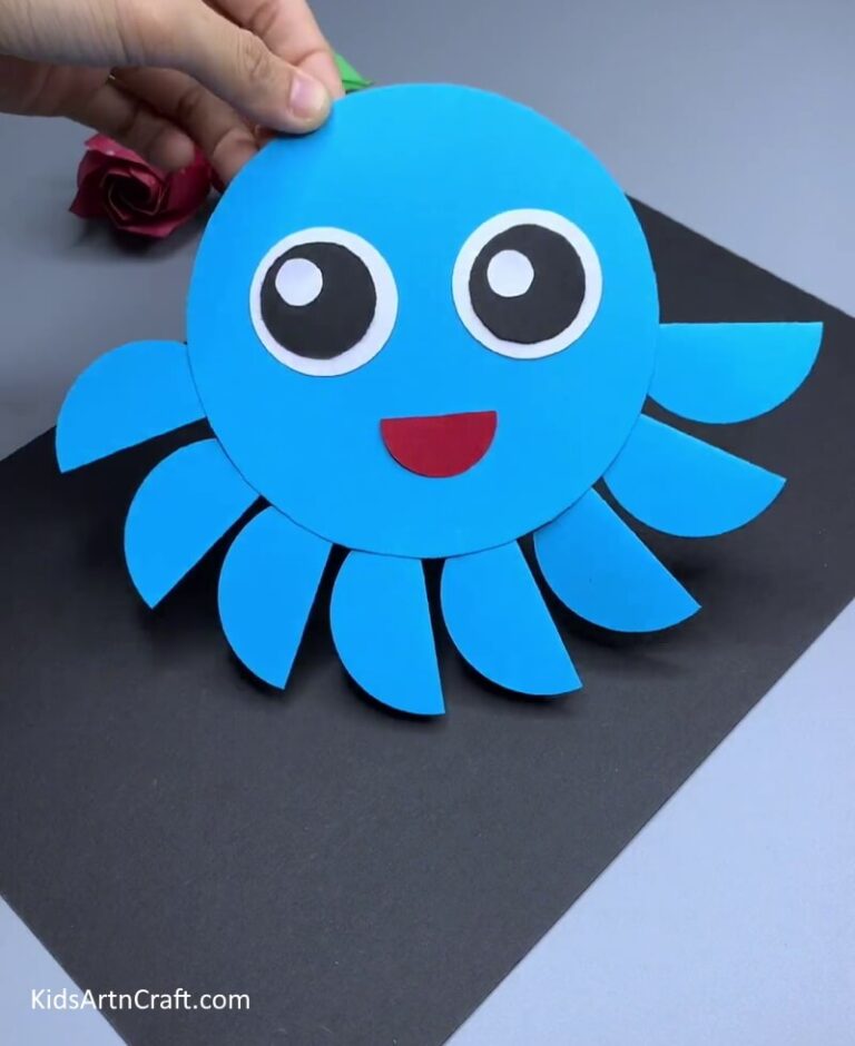 Blue Paper Octopus Craft - Step-by-Step Instructions - Kids Art & Craft