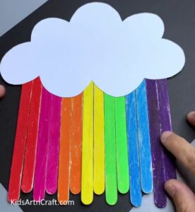 Easy Paper & Popsicle Cloud Rainbow Craft For Kids - Kids Art & Craft