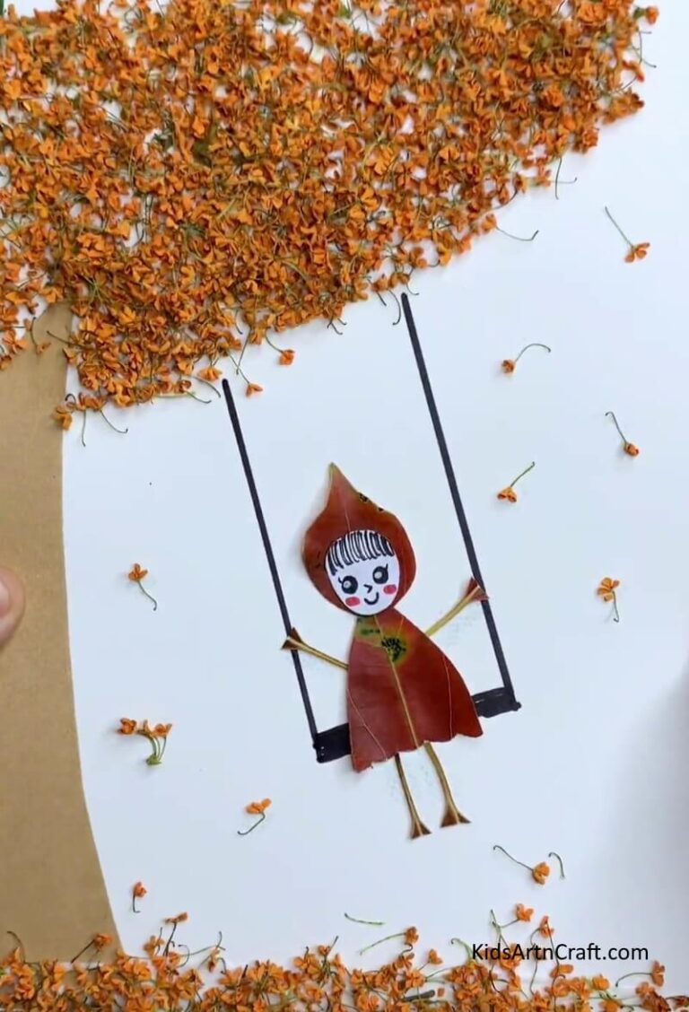 Girl Swing on Tree Leaf Craft Tutorial for Kids - Kids Art & Craft