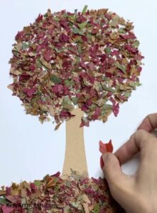 How To Make Easy Fall Tree Craft From Leaves - Kids Art & Craft