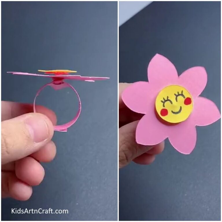 How to Make Paper Flower Ring Easy Tutorial - Kids Art & Craft