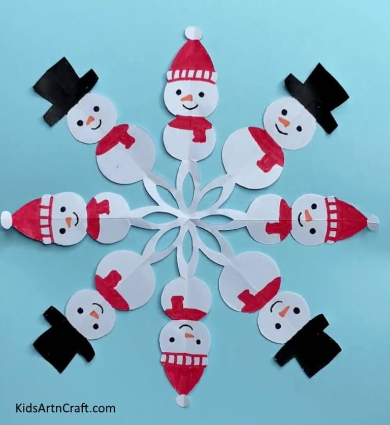 How to Make a Snowman Shape Paper Snowflake - Kids Art & Craft