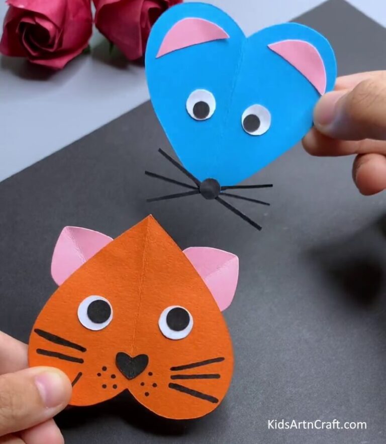 Learn To Make Easy Heart Shaped Paper Mouse Craft - Kids Art & Craft