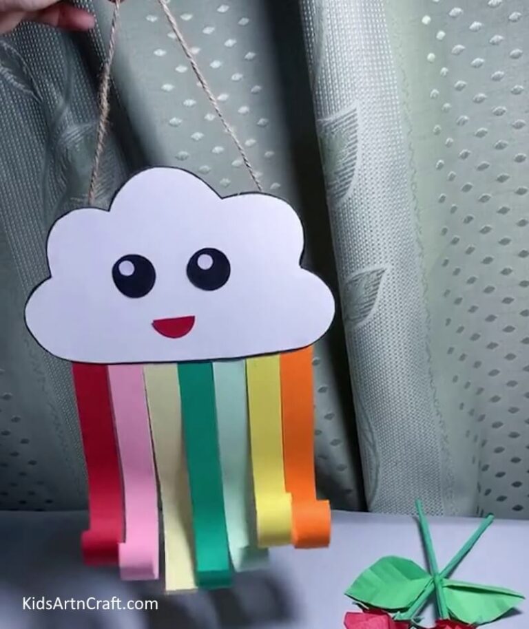 Paper Rainbow Cloud Craft step by step Tutorial - Kids Art & Craft