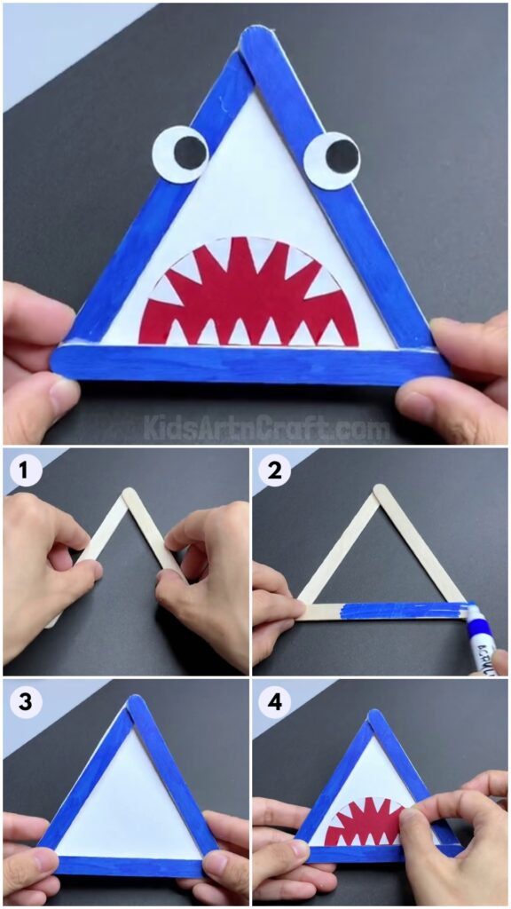 Popsicle Stick Shark Craft Tutorial For Kids - Kids Art & Craft