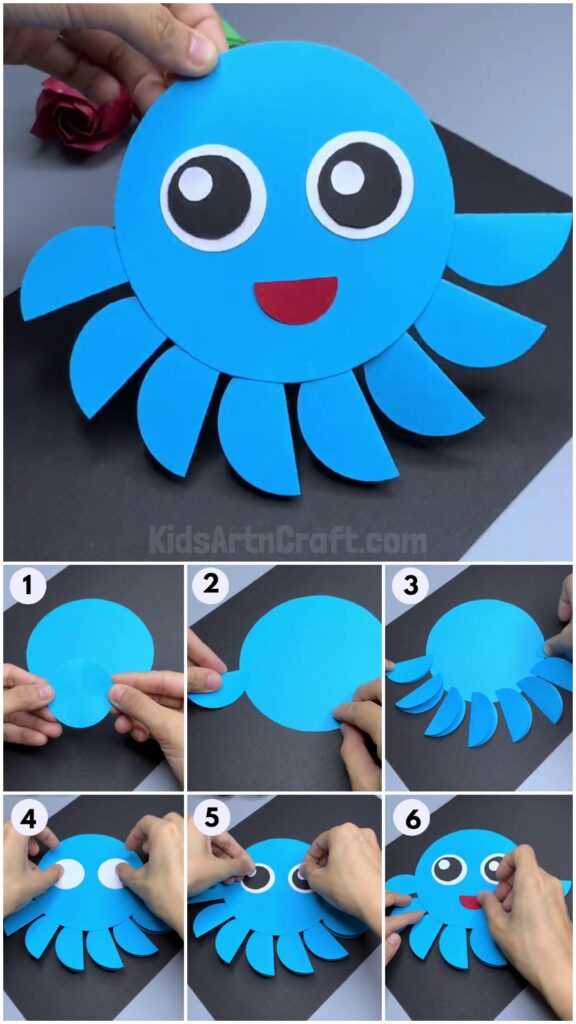 Blue Paper Octopus Craft - Step-by-Step Instructions - Kids Art & Craft