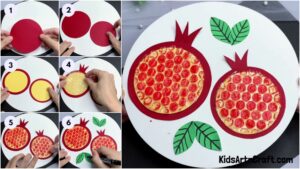 Bubble Wrap Printed Pomegranate Craft For Kids - Kids Art & Craft