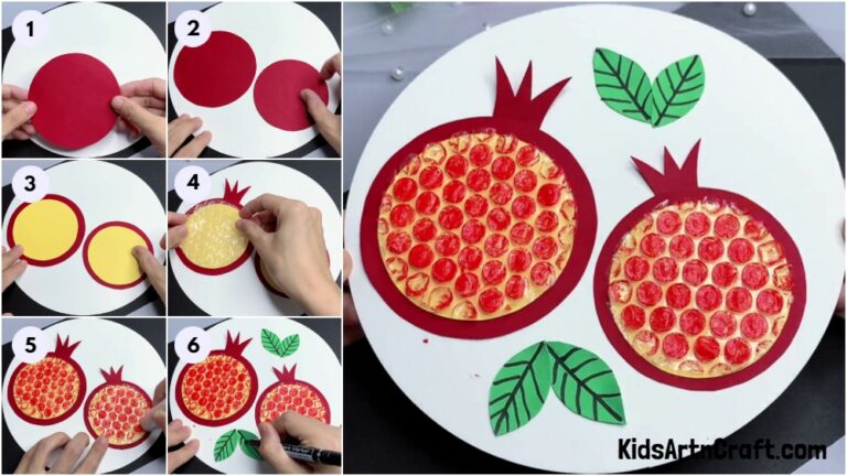 Bubble Wrap Printed Pomegranate Craft For Kids - Kids Art & Craft