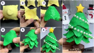 Christmas Tree using Egg Carton Tutorial for Kids - Kids Art & Craft