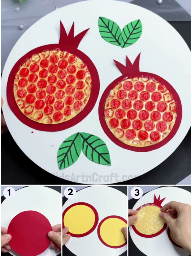 Bubble Wrap Printed Pomegranate Craft For Kids - Kids Art & Craft
