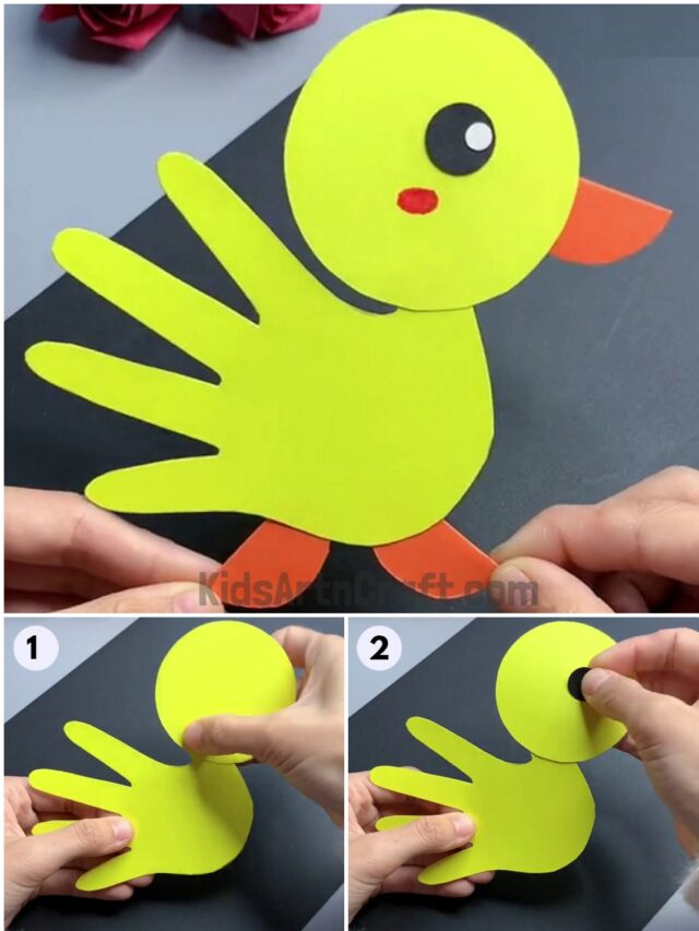 Easy Paper Handprint Duck Craft Tutorial For Kids - Kids Art & Craft
