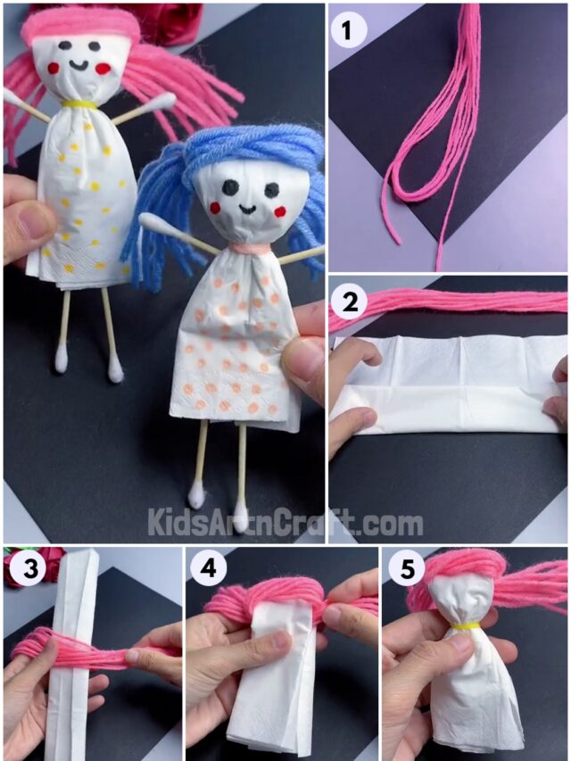 Easy to Make Doll with Yarn and Tissue Paper - Kids Art & Craft