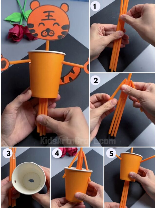 Recycled Paper Cup Tiger Craft Tutorial For Kids - Kids Art & Craft