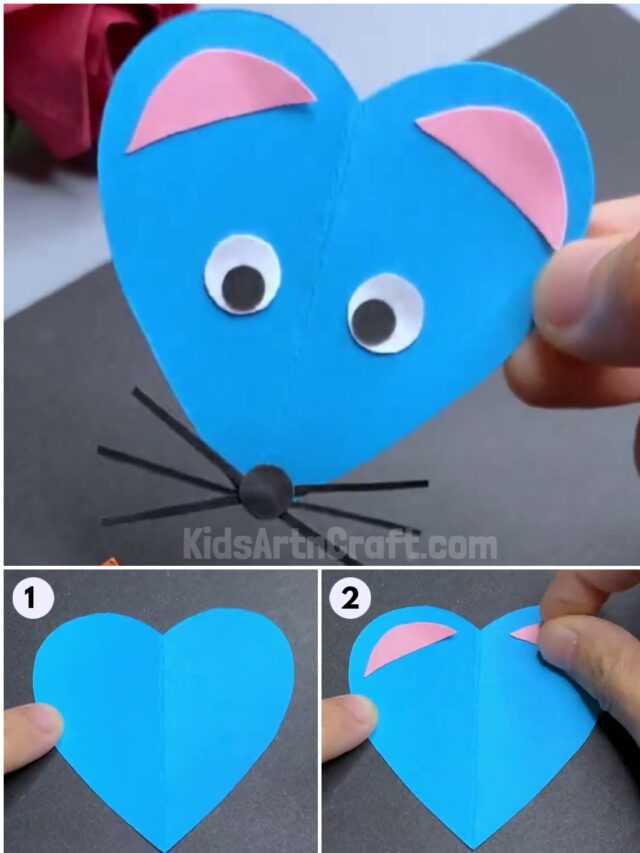 Learn To Make Easy Heart Shaped Paper Mouse Craft - Kids Art & Craft