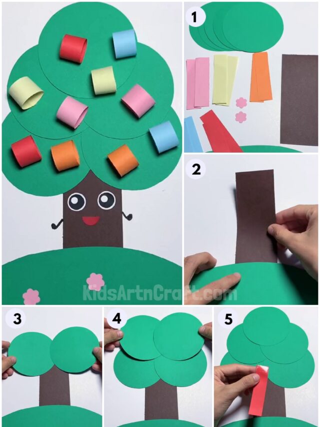 Learn To Make Tree with paper step by step Tutorial - Kids Art & Craft