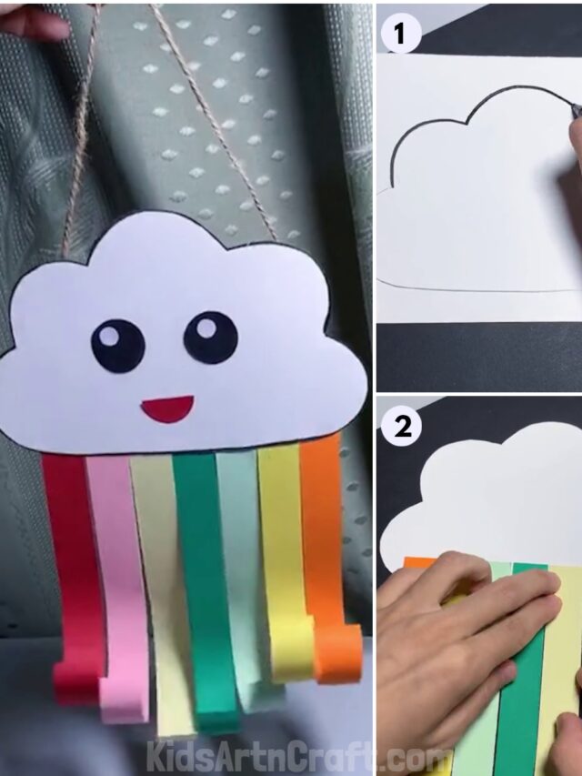 Paper Rainbow Cloud Craft step by step Tutorial - Kids Art & Craft
