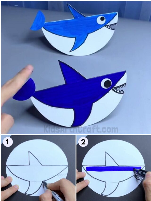 Paper shark Step by Step Tutorial For Kids - Kids Art & Craft