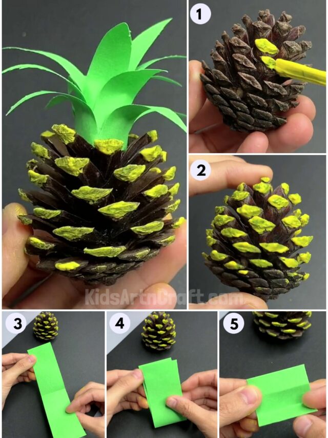Pineapple Pine Cone Step-by-Step Tutorial for Kids - Kids Art & Craft